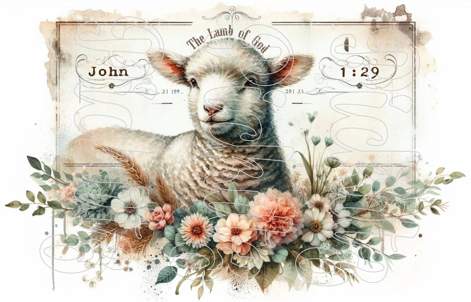 The Lamb of God, Primitive Farmhouse, Instant Download, Printable ...