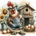 Chicken in Overalls Bundle, 4 Styles, Primitive Farmhouse, Instant ...