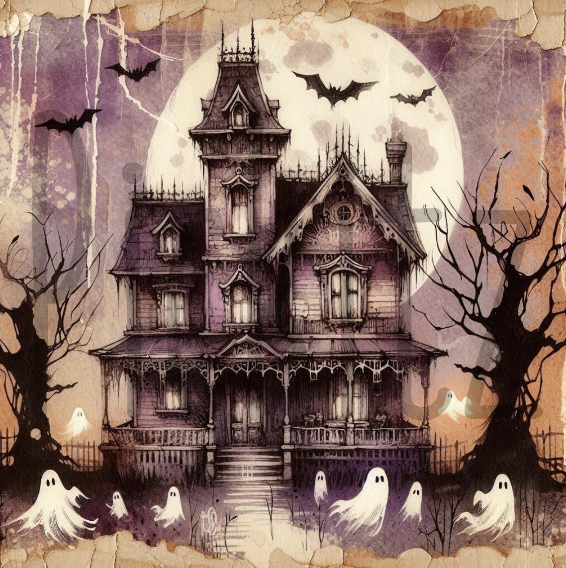 Haunted House Bundle, 4 Styles, Primitive Farmhouse, Instant Download ...