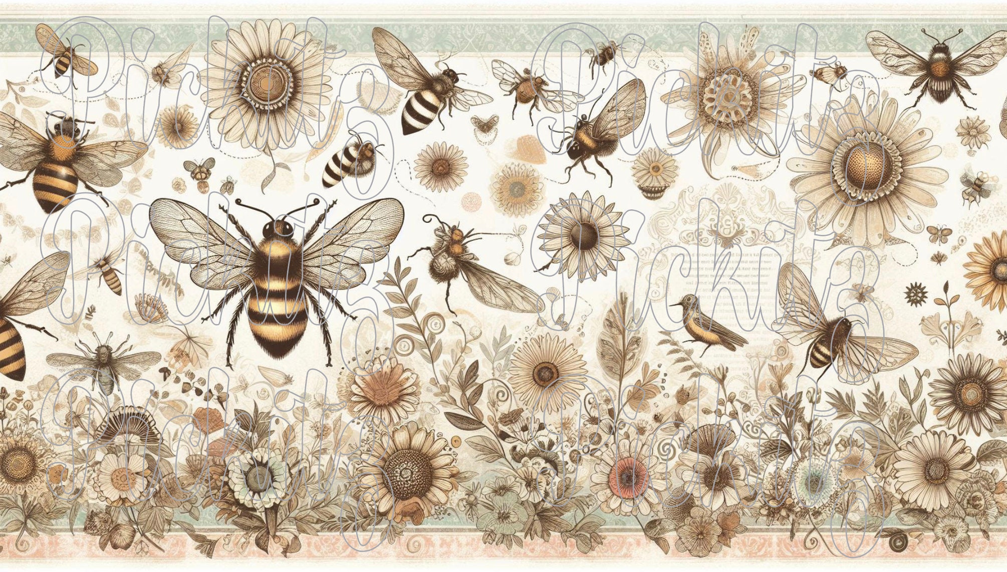 Bee Paper Bundle, 4 Styles, Primitive Farmhouse, Instant Download ...