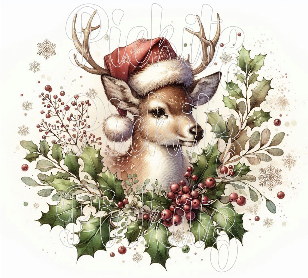Christmas Santa Hat Deer Bundle, 4 Styles, Farmhouse, Instant Download ...