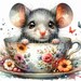Mouse in a Tea Cup, 4 Styles Primitive Farmhouse, Instant Download ...