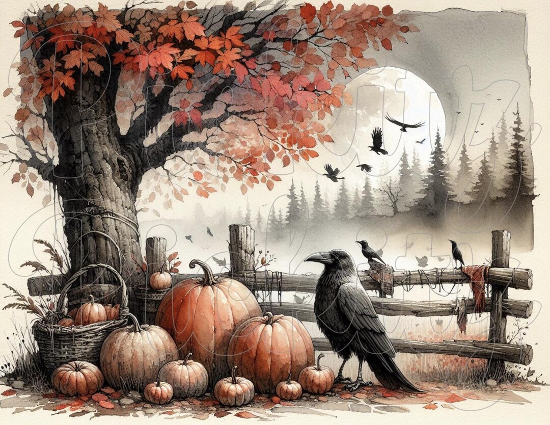 Crows Bundle, 3 Styles, Primitive Farmhouse, Instant Download ...