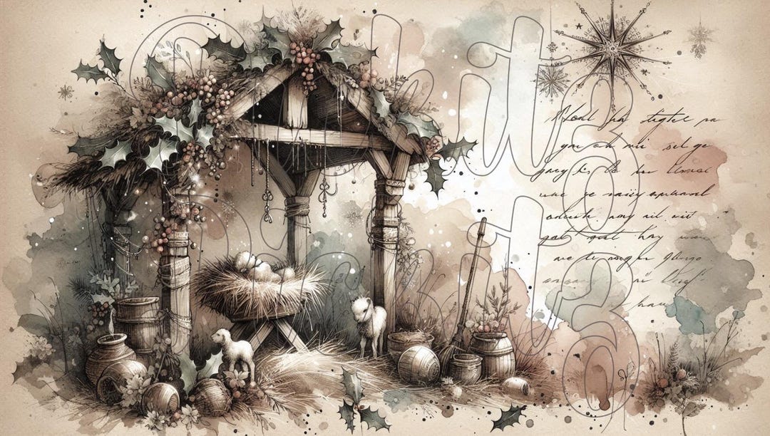 Manger Scene, Farmhouse, Instant Download, Printable, Sublimation ...
