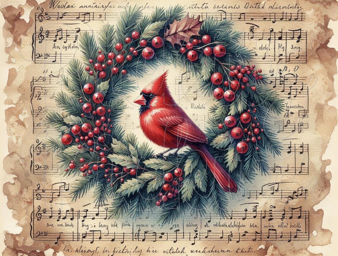 Christmas Cardinals Bundle, 4 Styles, Farmhouse, Instant Download ...