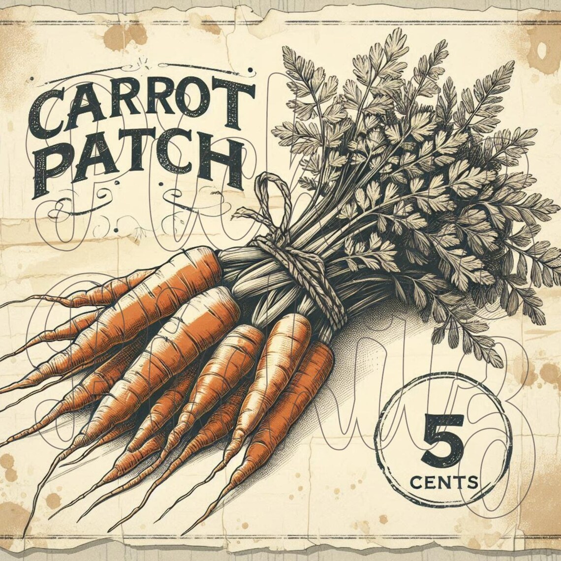 Primitive Carrot Labels, Bundle, 4 Styles, 8x8 Inch Primitive Farmhouse ...