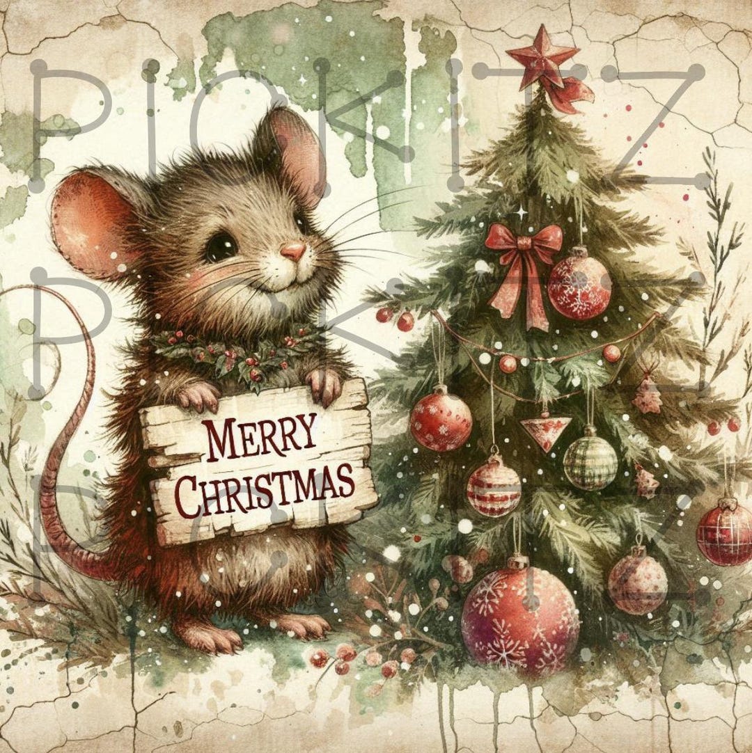 Christmas Mouse Bundle, 4 Styles, Farmhouse, Instant Download ...