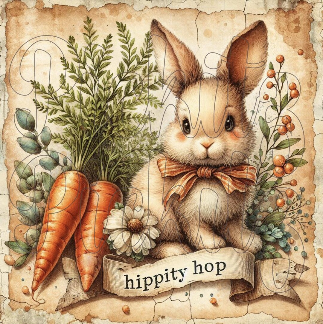 Happy Easter Bunny Bundle, 4 Styles, Primitive Farmhouse, Instant ...