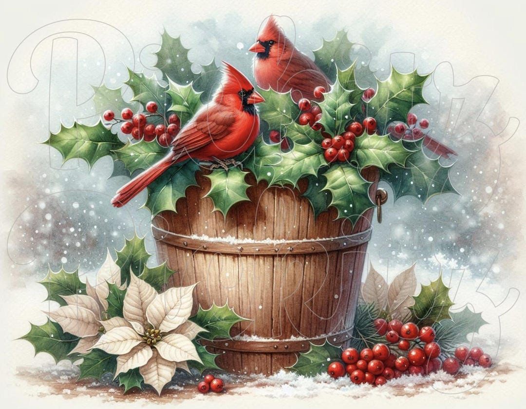 Christmas Cardinals Bundle, 3 Styles, Farmhouse, Instant Download ...