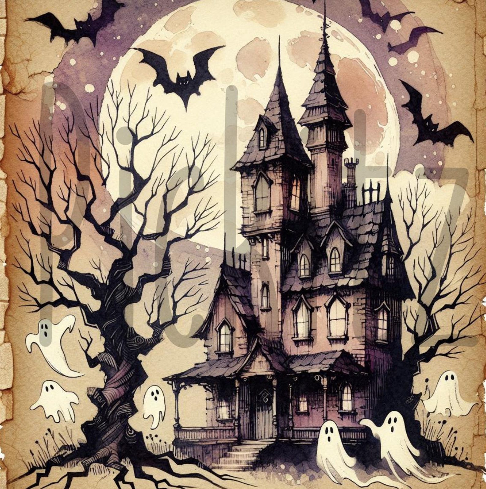 Haunted House Bundle, 4 Styles, Primitive Farmhouse, Instant Download ...