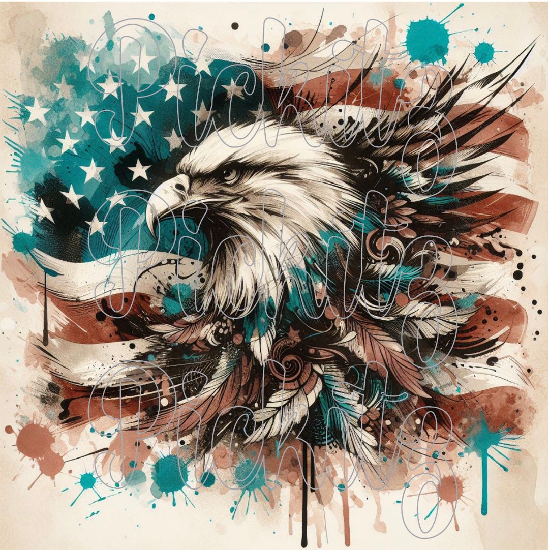 Patriotic Eagle, Flag, Bundle, 4 Styles, Primitive Farmhouse, Instant ...