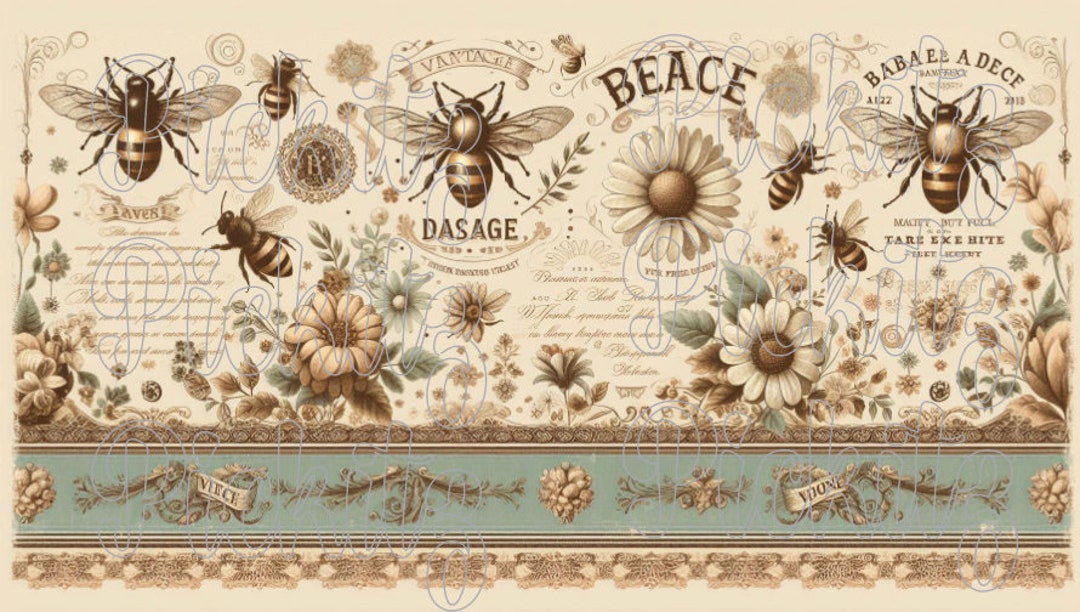 Bee Papers Bundle, 4 Styles, Primitive Farmhouse, Instant Download ...