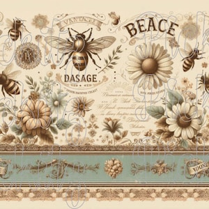 Bee Papers Bundle, 4 Styles, Primitive Farmhouse, Instant Download ...