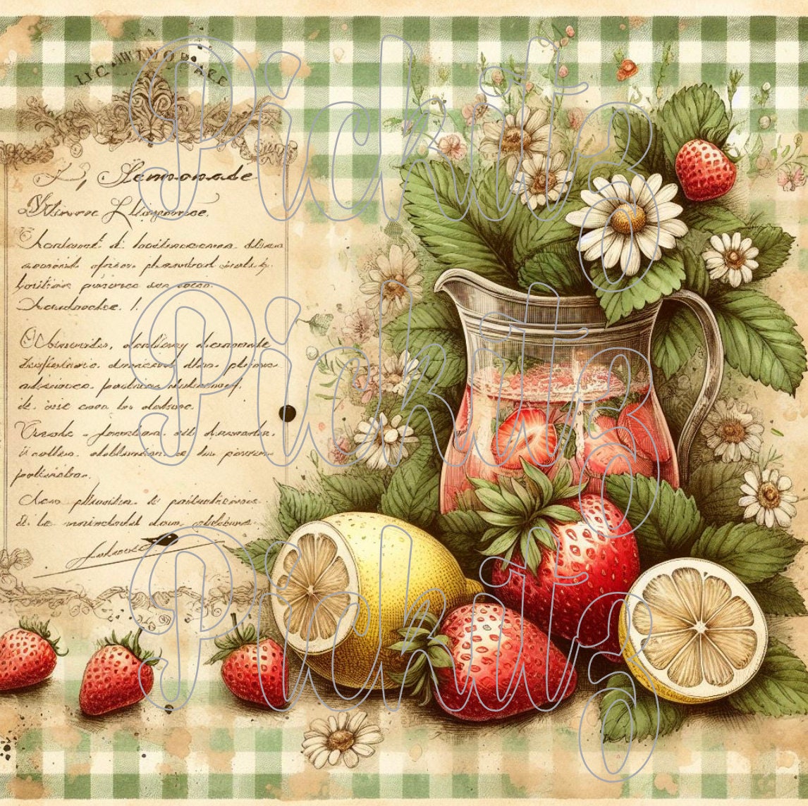 Strawberry Lemonade Bundle, 4 Styles, Primitive Farmhouse, Instant ...