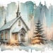 Old Church Winter Scene Bundle, 4 Styles, Farmhouse, Instant Download ...