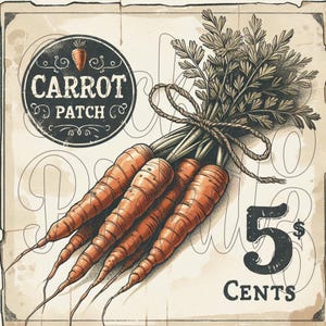 Primitive Carrot Labels, Bundle, 4 Styles, 8x8 Inch Primitive Farmhouse ...