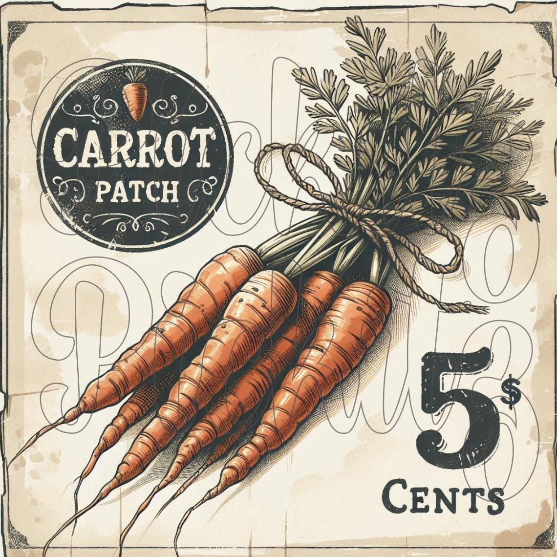 Primitive Carrot Labels, Bundle, 4 Styles, 8x8 Inch Primitive Farmhouse ...