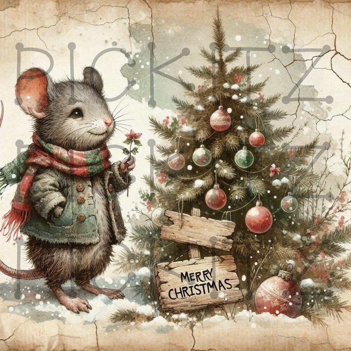 Christmas Mouse Bundle, 4 Styles, Farmhouse, Instant Download ...