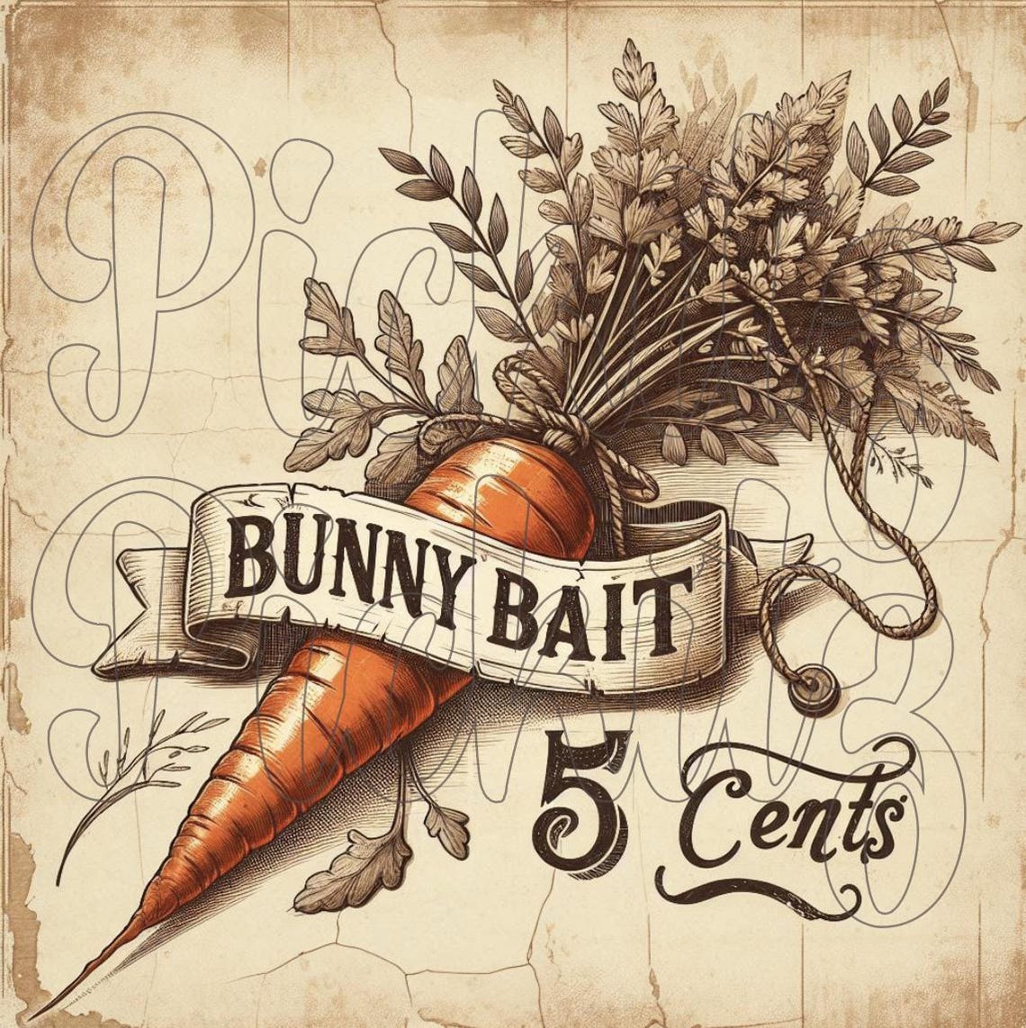 Primitive Carrot Labels, Bundle, 4 Styles, 8x8 Inch Primitive Farmhouse ...