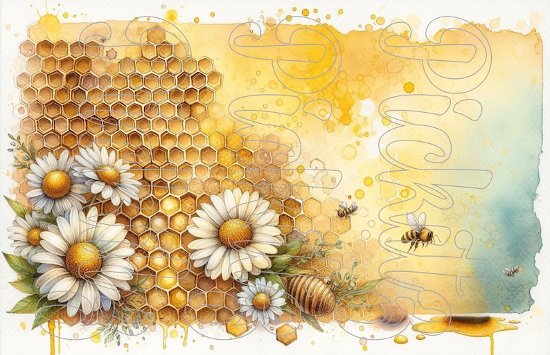 Honeycomb, Bees and Daisies Bundle, 4 Styles, Primitive Farmhouse ...