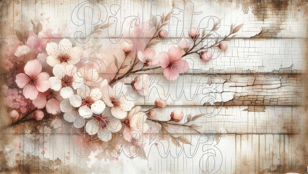 Shiplap and Cherry Blossoms Bundle, 4 Styles, Farmhouse, Instant ...
