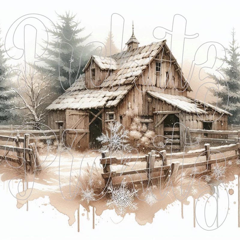 Barn Scene - Etsy