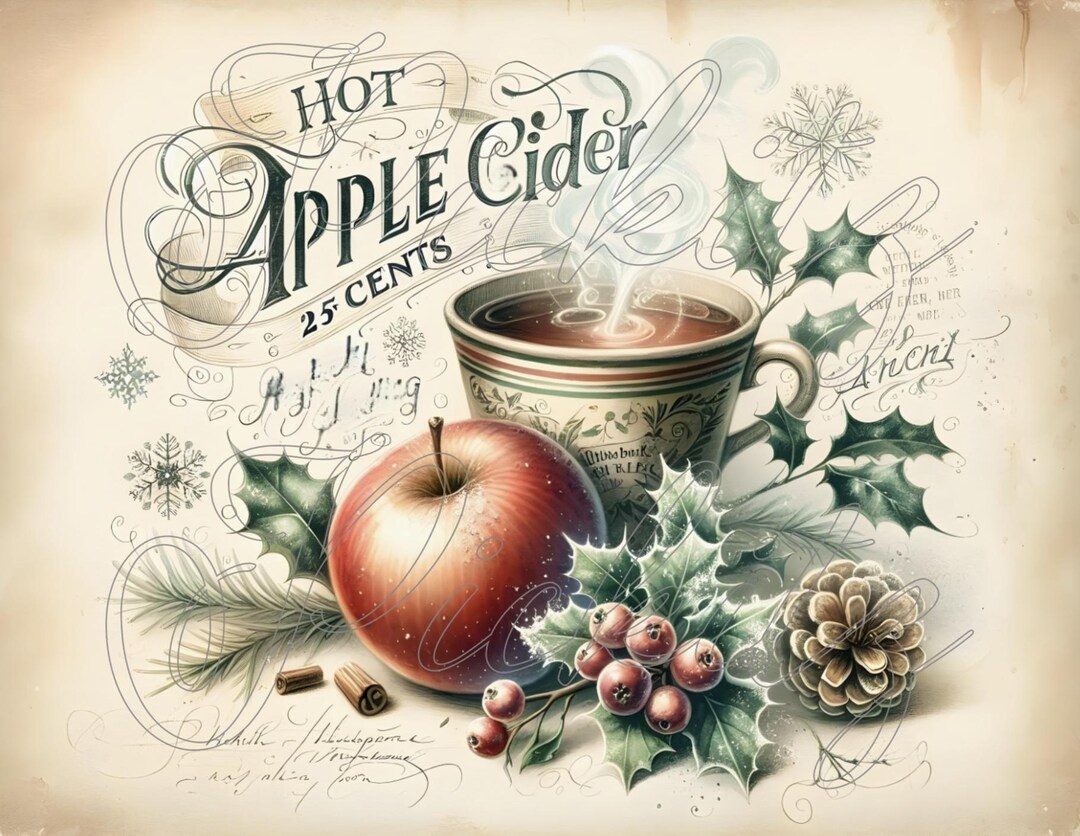 Hot Apple Cider Bundle, 2 Styles, Farmhouse, Instant Download ...