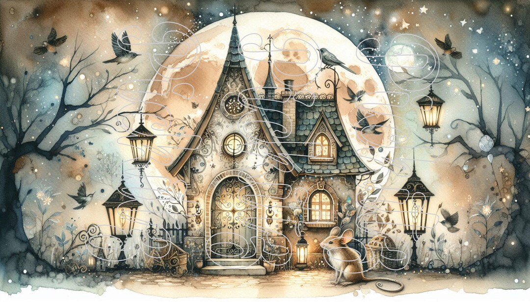 Mouse House, 4 Styles Primitive Farmhouse, Instant Download, Printable ...