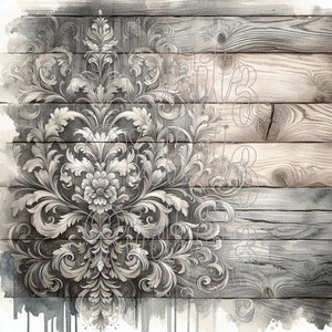 Damask and Shiplap Square Bundle, 4 Styles, Farmhouse, Instant Download ...