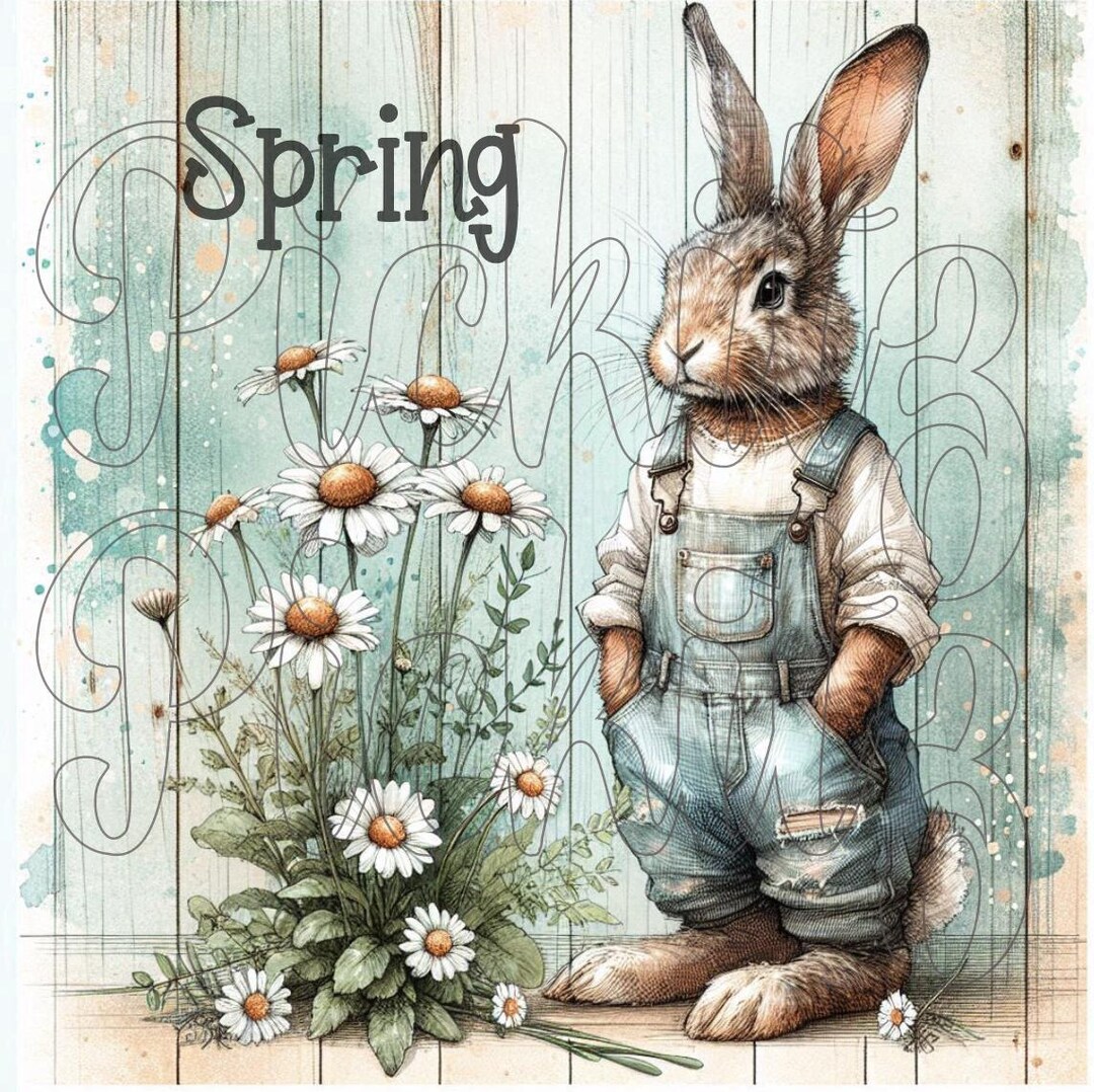 Spring Bunny Bundle, 4 Styles, Farmhouse, Instant Download, Printable ...