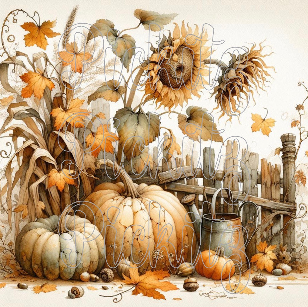 Pumpkins and Sunflowers Square Bundle, 4 Styles, Primitive Farmhouse ...