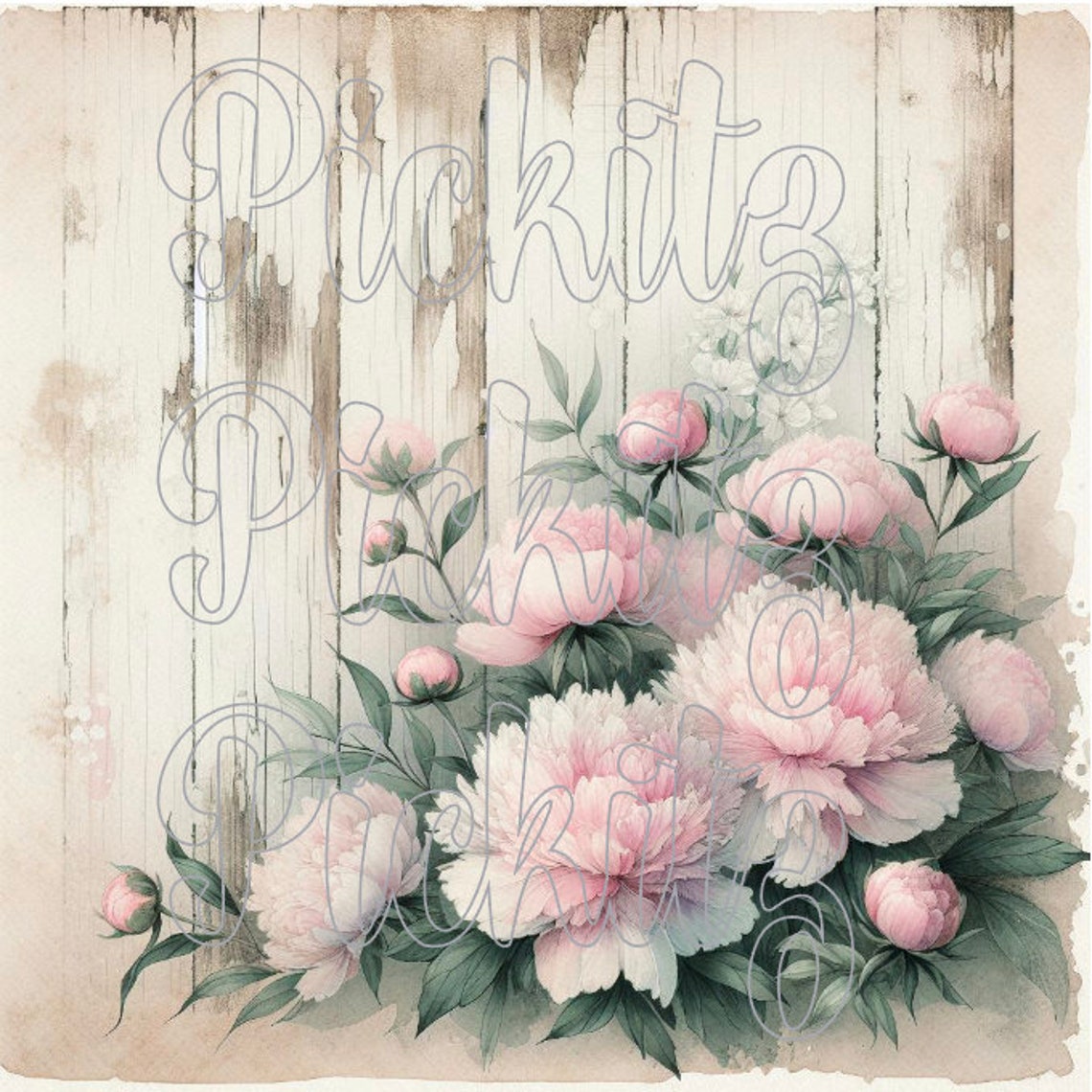 Shiplap and Peonies Squares Bundle, 4 Styles, Primitive Farmhouse ...