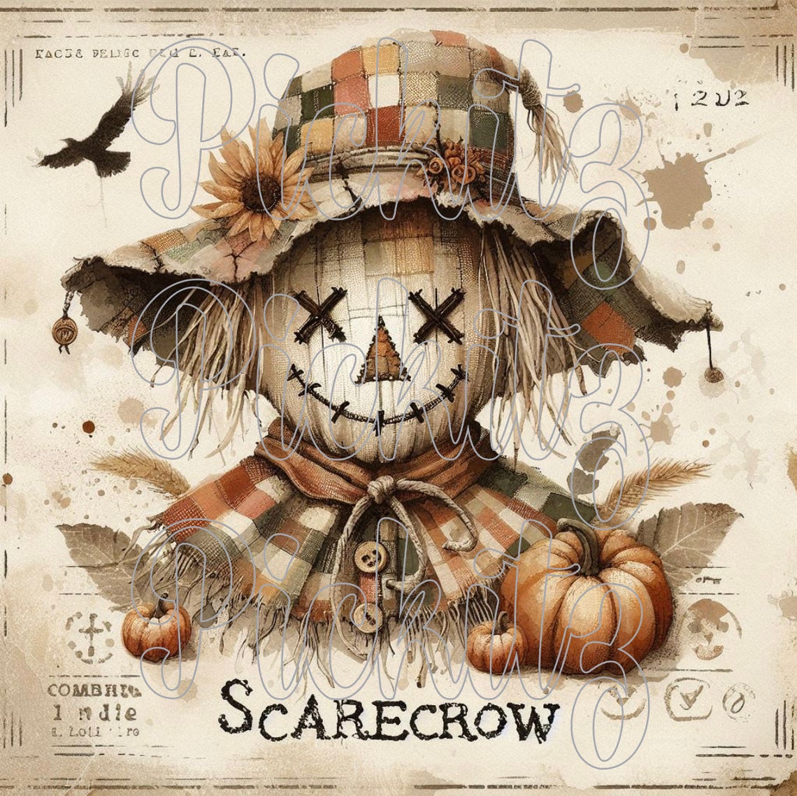 Scarecrows Bundle, 4 Styles, Primitive Farmhouse, Instant Download, Printable, Sublimation ...