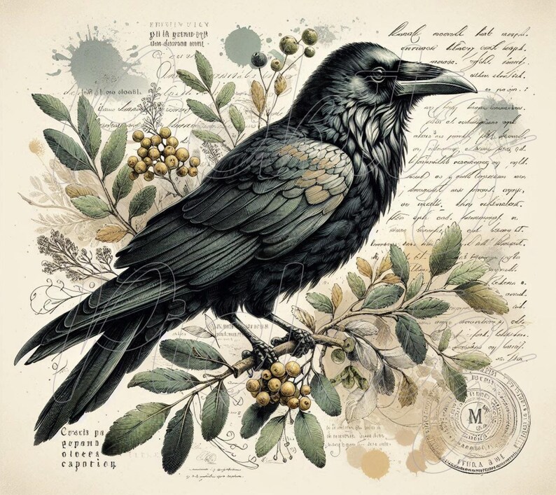Raven Bundle, 3 Styles, Primitive Farmhouse, Instant Download ...
