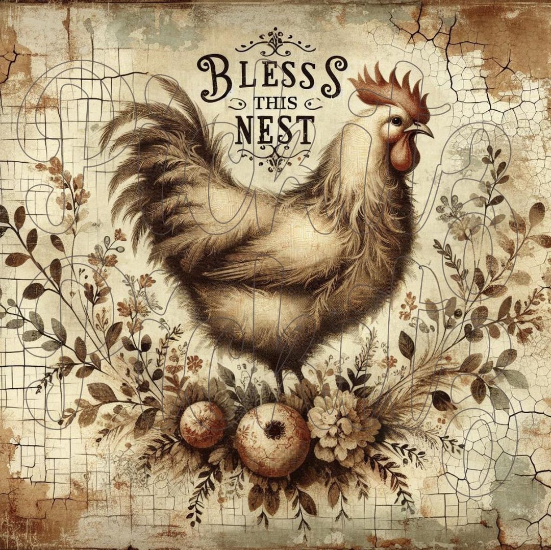 Bless This Nest, Chicken Bundle, 4 Styles, Primitive Farmhouse, Instant ...