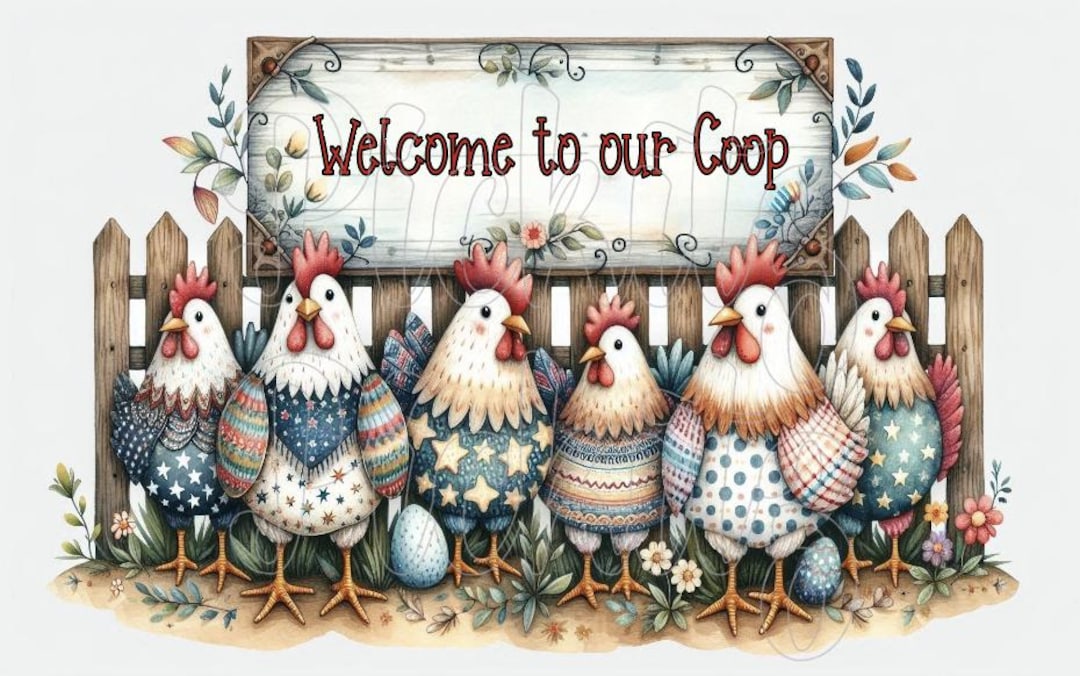 Chicken, Primitive Farmhouse, Instant Download, Printable, Sublimation ...