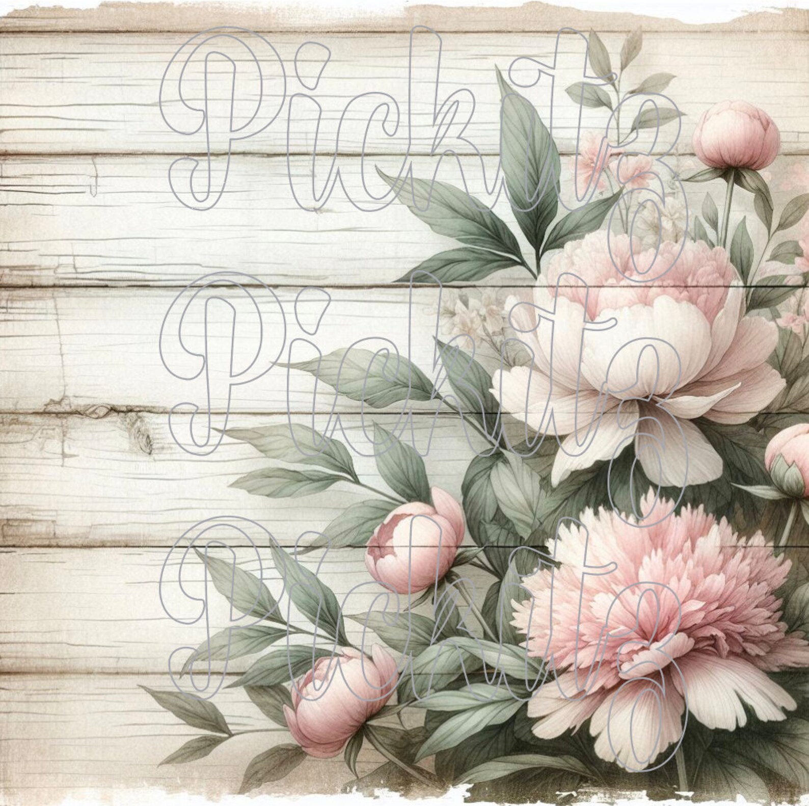 Shiplap and Peonies Squares Bundle, 4 Styles, Primitive Farmhouse ...