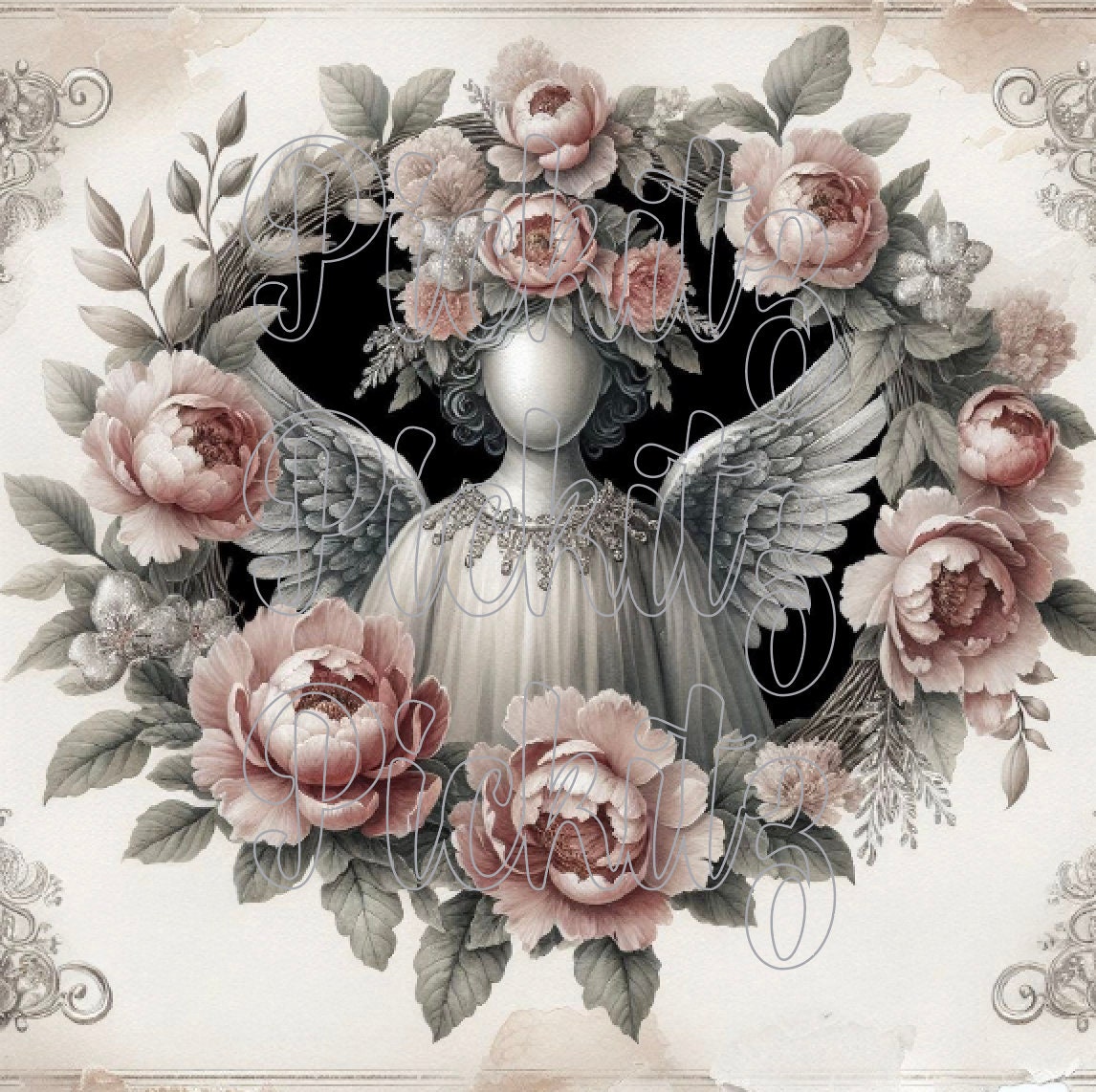 Faceless Angels, Square 4 Styles, Farmhouse, Instant Download ...