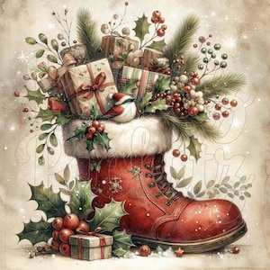 Santa Boot Bundle, 4 Styles, Farmhouse, Instant Download, Printable ...