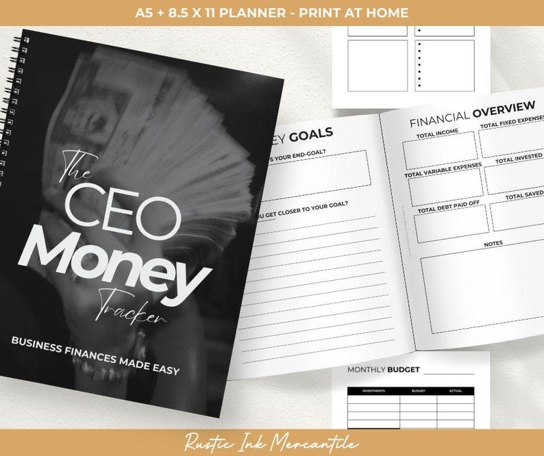 The CEO Money Tracker | Printable Business Finance Planner | A5 + 8 ...