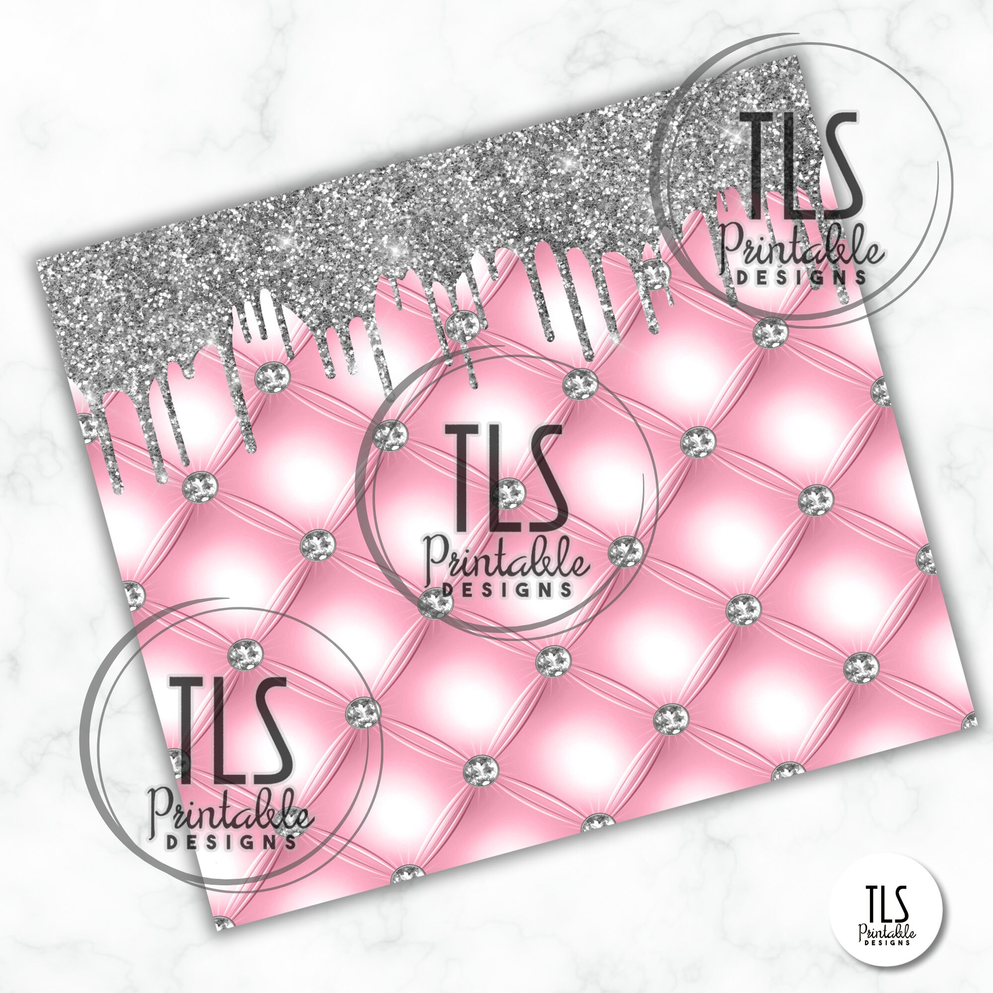 Pink & Silver Tufted Glitter Rhinestone 20oz Sublimation Tumbler Design ...