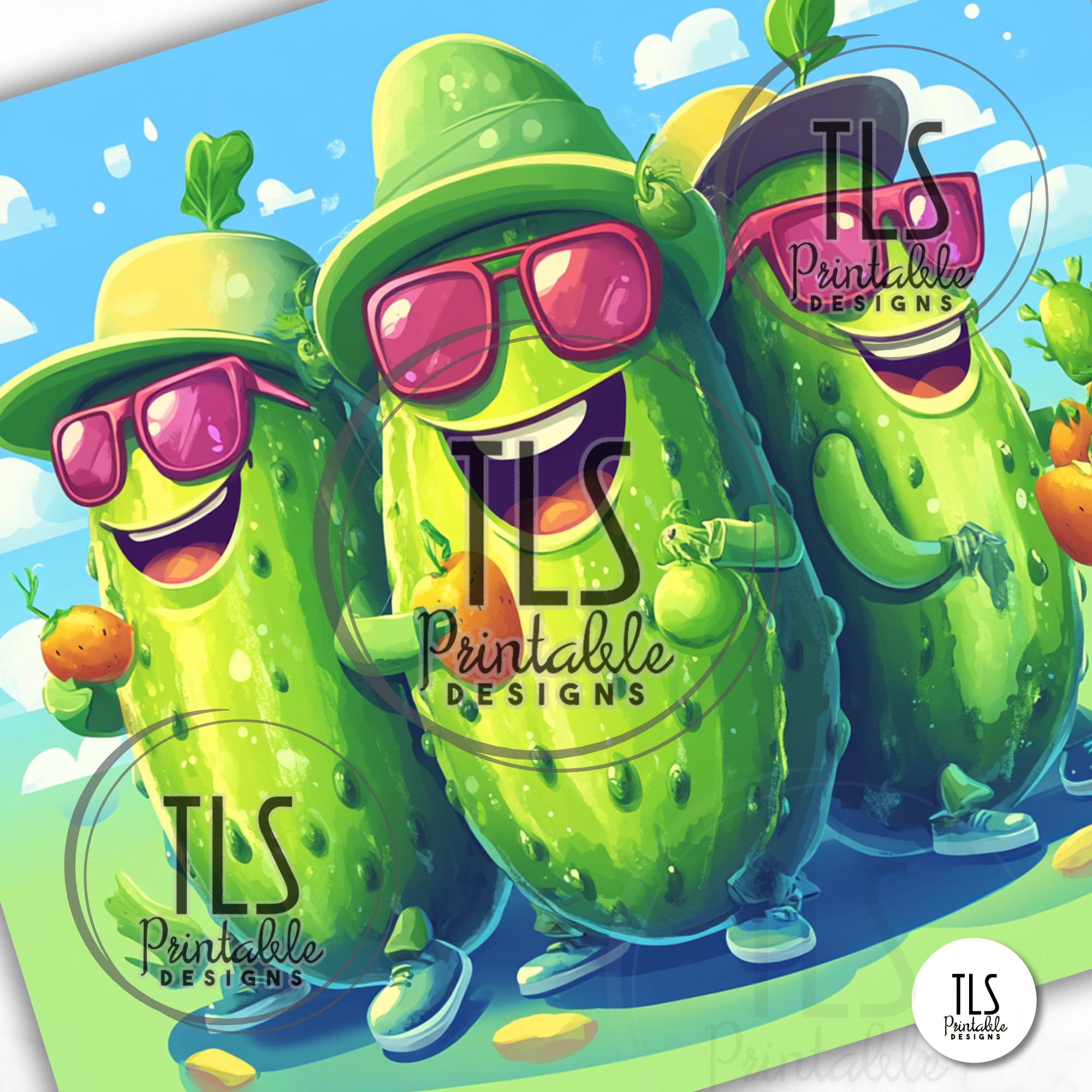 Funny Pickle Party #4 Cute Dill Pickles Silly Hat Pickled Vegie Skinny ...