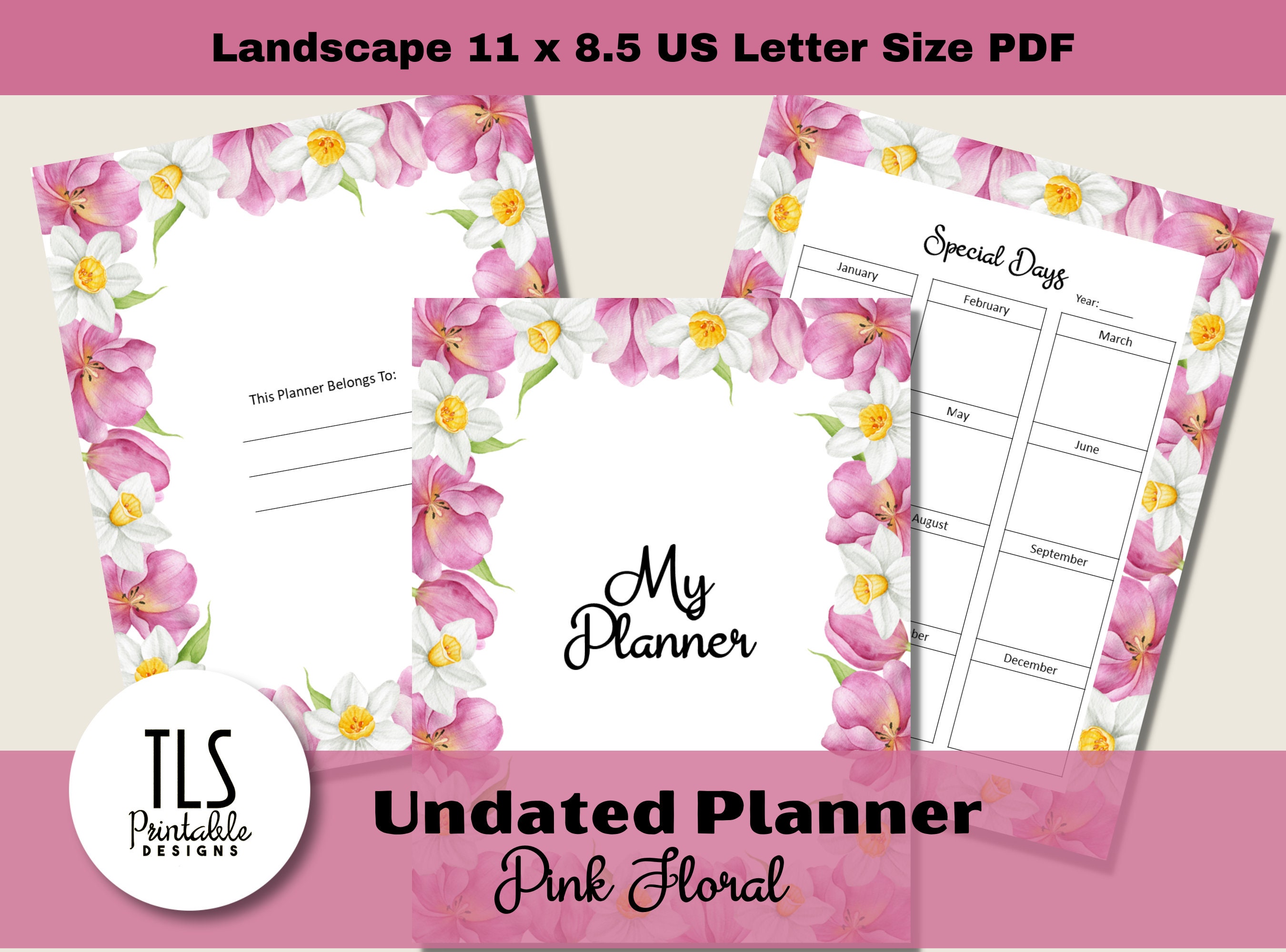 Undated Printable Week Day Planner Monthly Calendars Budget Tracking ...