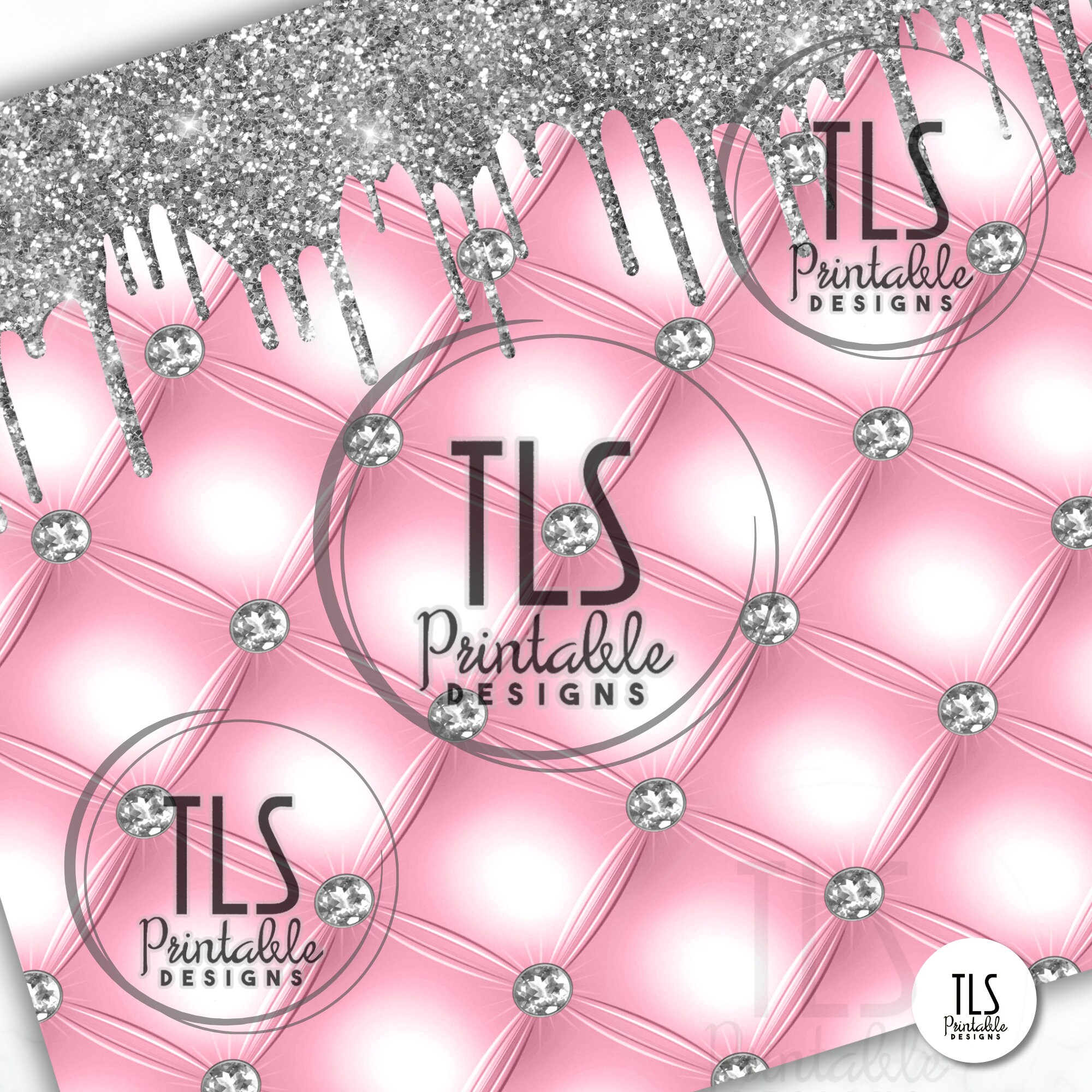 Pink & Silver Tufted Glitter Rhinestone 20oz Sublimation Tumbler Design ...