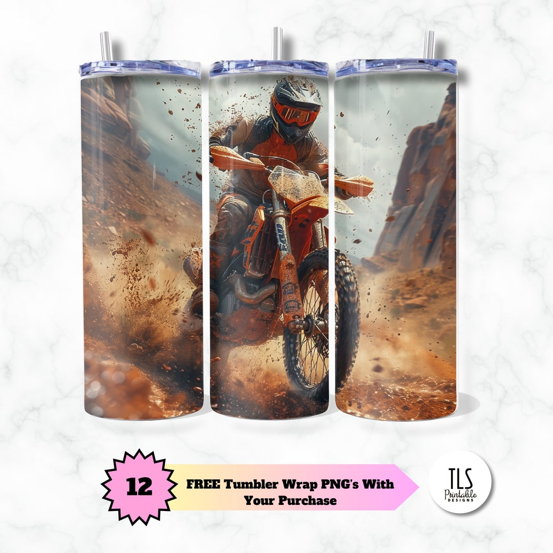 Motocross Rider Dirt Bike Motorcycle Tumbler Wrap Red Rock Dirt Racing ...