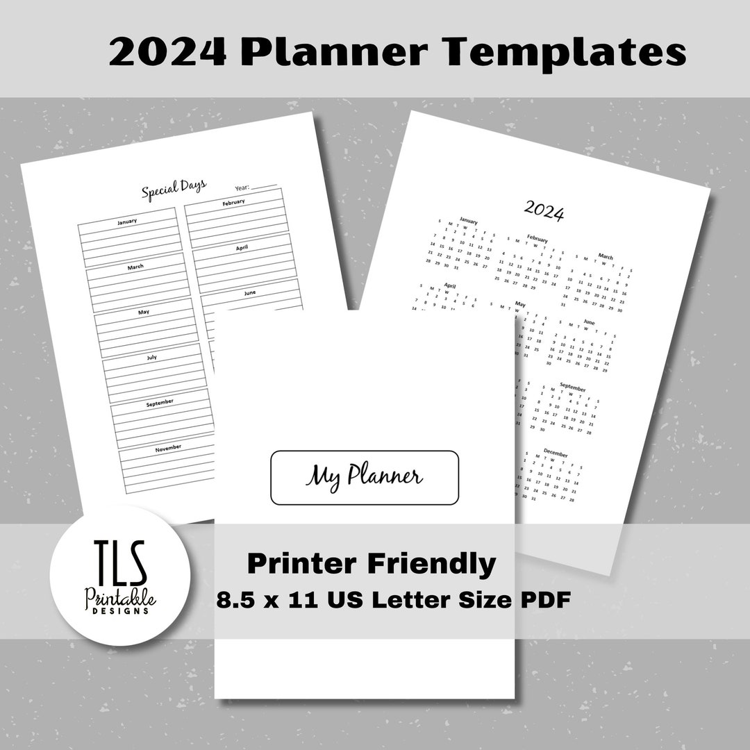 2024 Printable Week Day Planner Monthly Calendars Meal Plan Habit ...