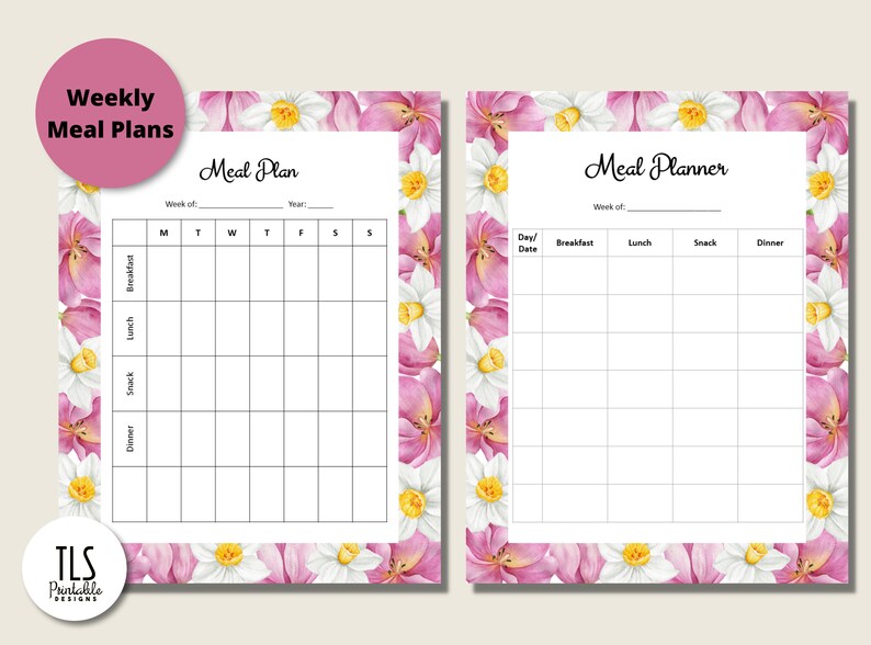 Undated Printable Week Day Planner Monthly Calendars Budget Tracking Activity Tracker Monthly ...