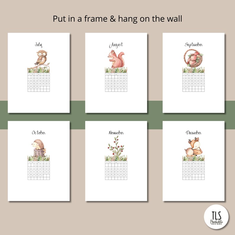 2024 Calendar Cute Woodland Forest US Letter Size PDF Digital Instant ...
