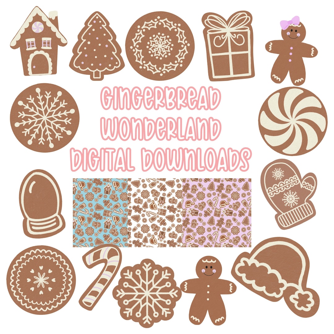 Hand Drawn Gingerbread Seamless Patterns | Gingerbread Cookies Instant ...