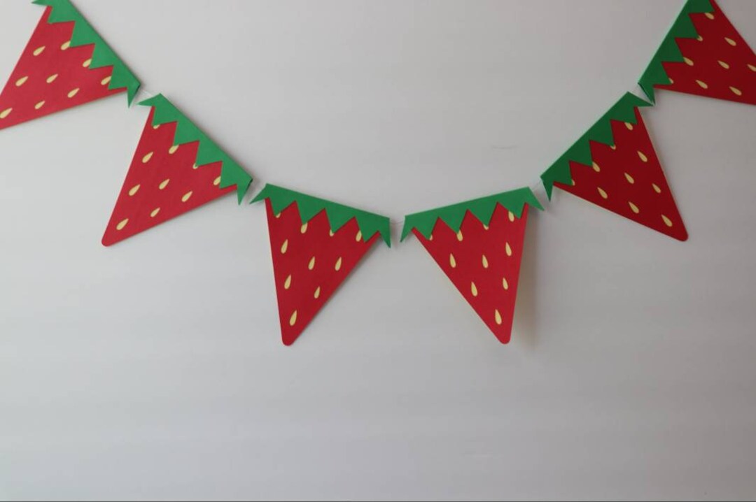 Strawberry Pennant Bunting| Strawberry Banner (approximately 45 Inches ...